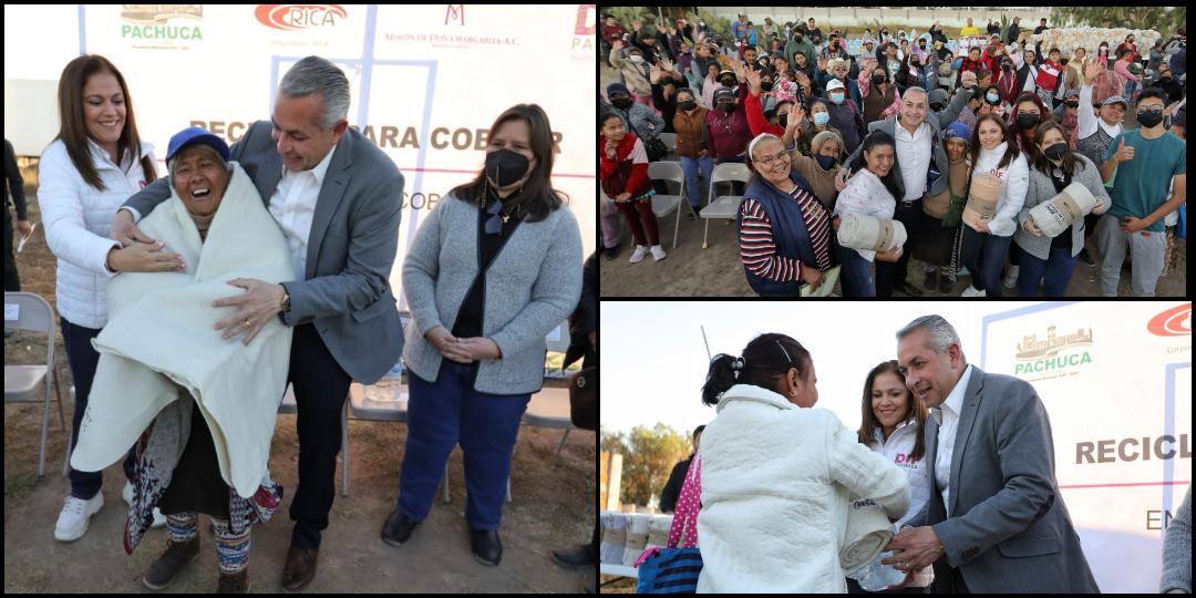Sergio Baños y Bárbara Montaño inician programa de entrega de cobijas en Pachuca - Mira Hidalgo
